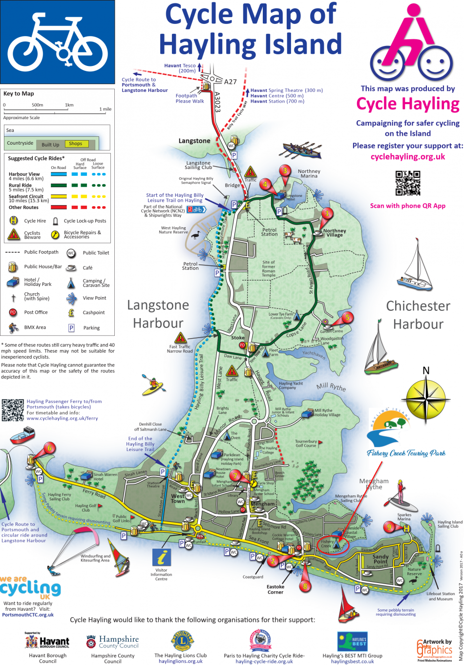 Hayling Island map | Fishery Creek Touring Park